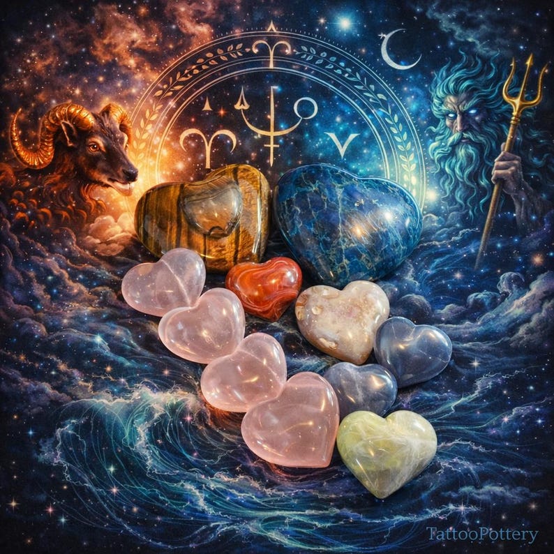 Aries Neptune Gemstone Hearts - Etsy