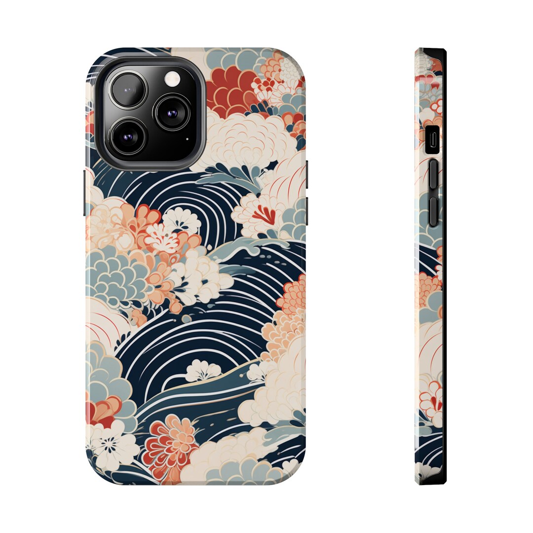 Japanese iPhone Case Japanese Artwork Phone Case Pastel Seafoam Flowers ...