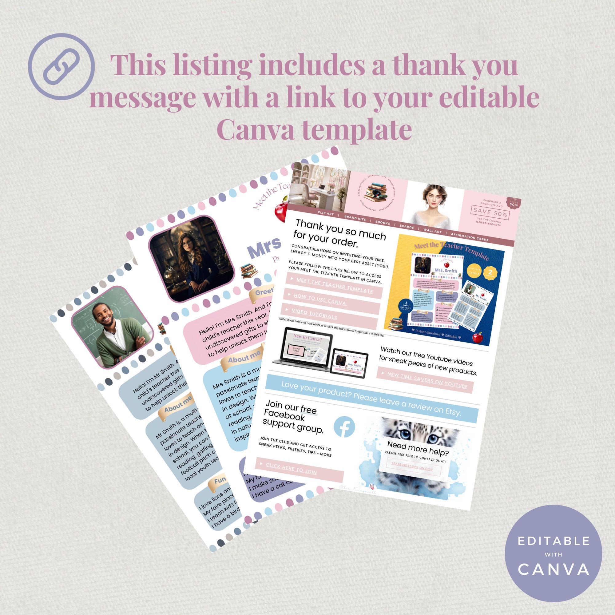 A4 Meet the Teacher Classroom Print at Home Boho Canva Template Teacher ...