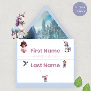 4x Unicorn Name Tracing Worksheets First Name & Last Name Tracing Name ...