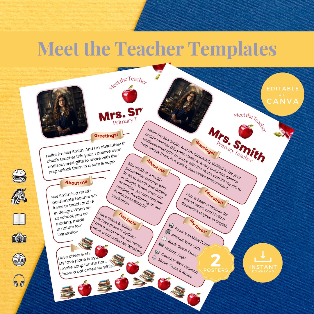 Apple Red Meet the Teacher Classroom Poster Print at Home Editable ...