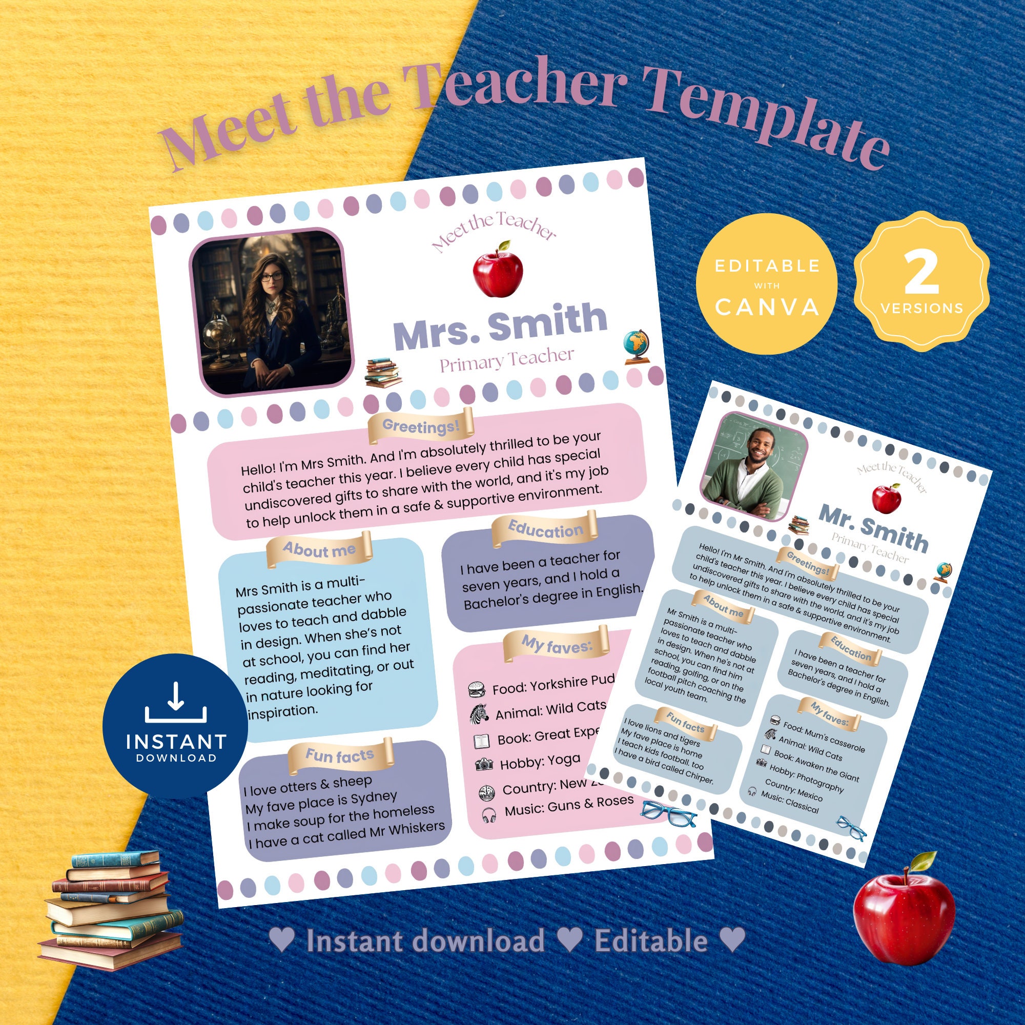 A4 Meet the Teacher Classroom Print at Home Boho Canva Template Teacher ...