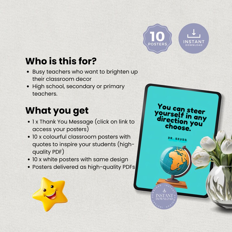 10 X Inspirational Classroom Posters Classroom Prints Digital Download ...