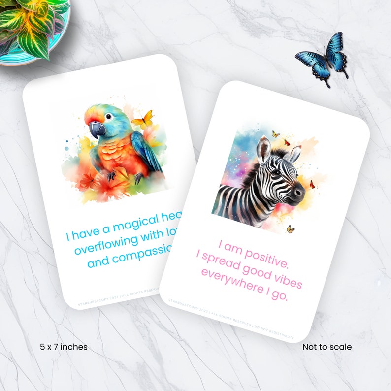 Kid's Positive Affirmation Cards 40 African Animal Card - Etsy