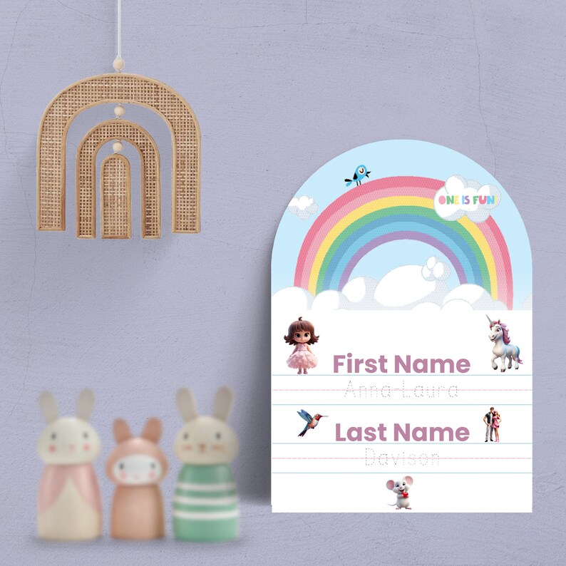 4x Unicorn Name Tracing Worksheets First Name & Last Name Tracing Name ...