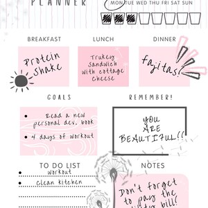 Dandelion Daily Planner, Digital Planner, Printable, Meal Planner ...
