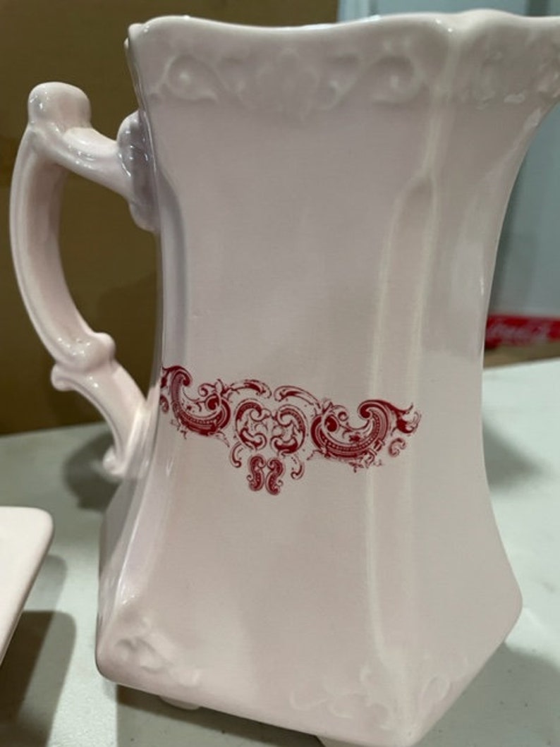 CROWN DEVON Pink "bath" Pitcher and Wall Mount Soap Toothbrush Holder ...