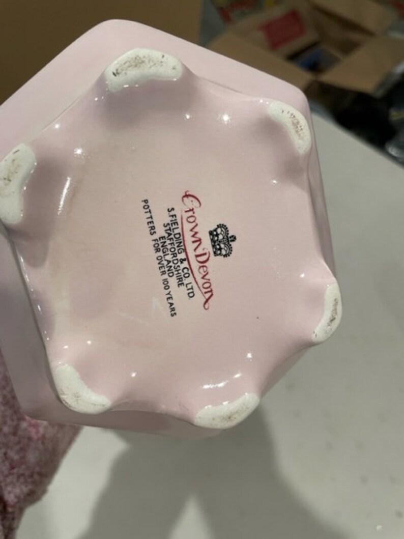 CROWN DEVON Pink "bath" Pitcher and Wall Mount Soap Toothbrush Holder ...