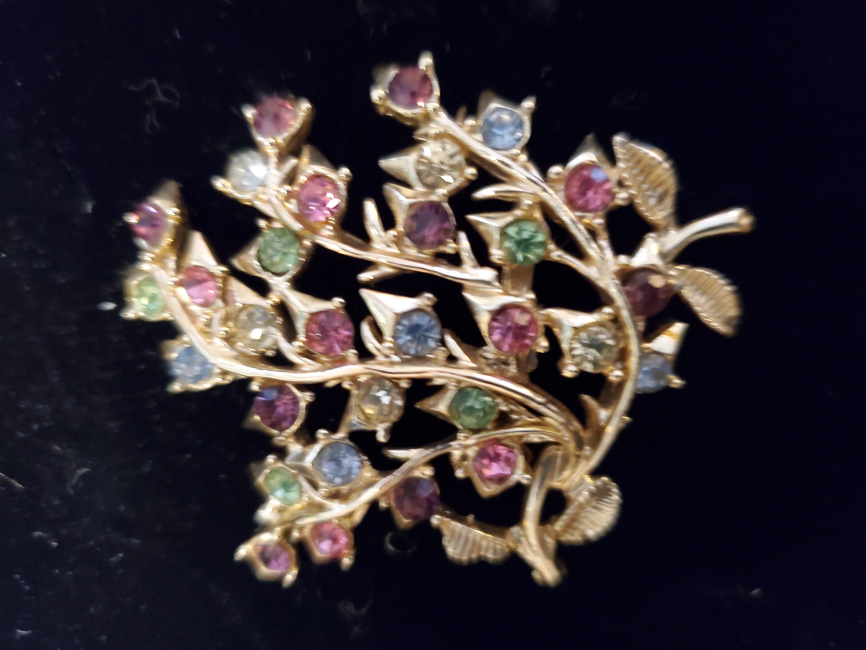 VTG Coro Family Tree Multi Rhinestone Brooch SIGNED - Etsy