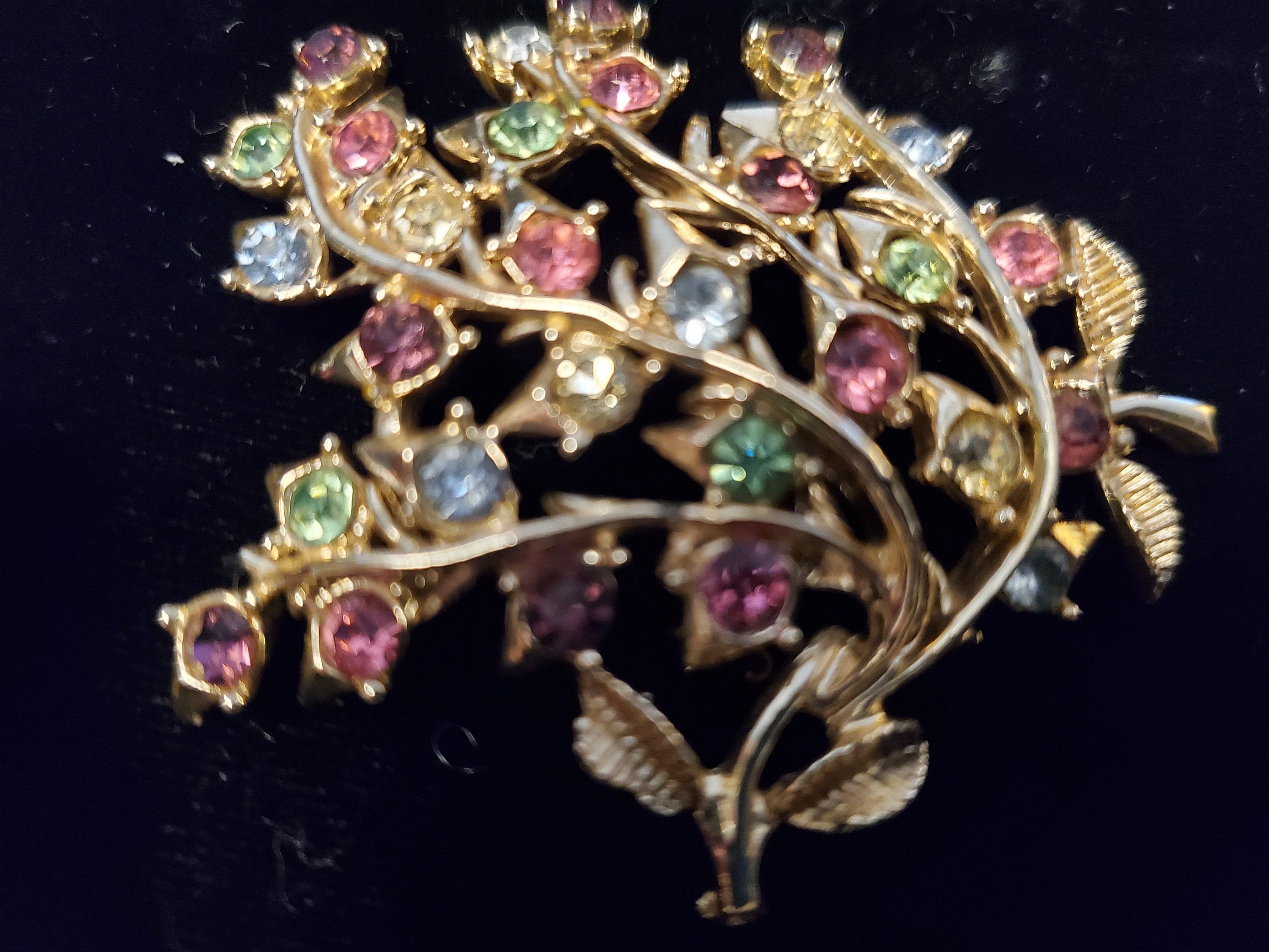 VTG Coro Family Tree Multi Rhinestone Brooch SIGNED - Etsy