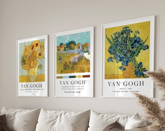 Van Gogh Poster Set, 3 Piece Wall Art, Van Gogh Print Set, Van Gogh ...