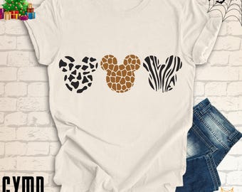 Safari Animal Kingdom T-shirt: Leopard Print Mickey Head - Etsy