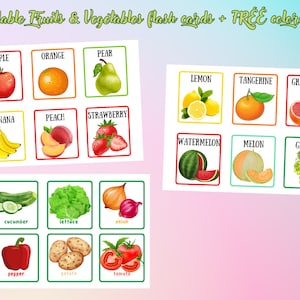 Fruits and Vegetables Printable Flashcards + FREE Coloring Pages ...