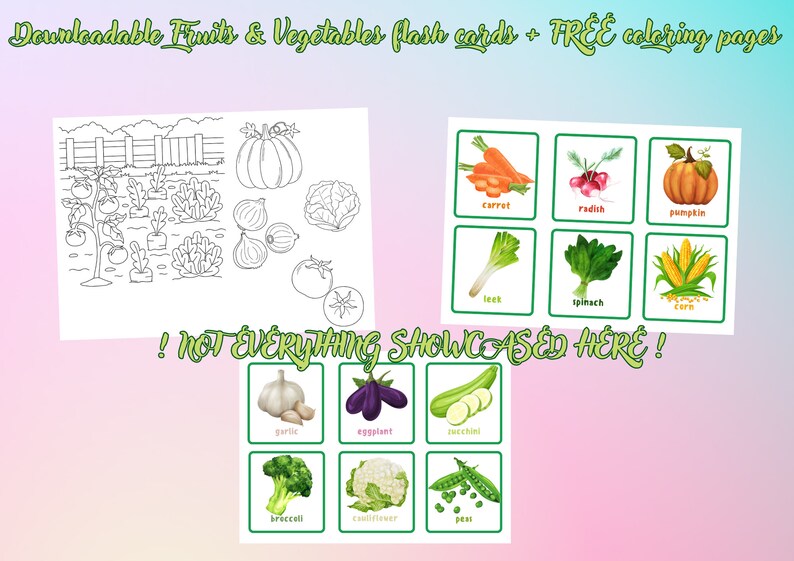 Fruits and Vegetables Printable Flashcards + FREE Coloring Pages ...