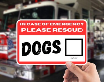 Dog Emergency Pet Rescue Sticker Vinyl Decal 1st First Aid FIRE Safety ...