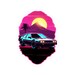 1980's Synthwave Retro Car in Sunset Sticker, 1980's Retro Car Sticker ...