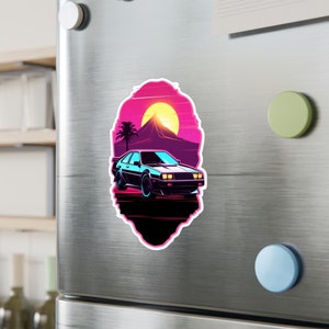 1980's Synthwave Retro Car in Sunset Sticker, 1980's Retro Car Sticker ...