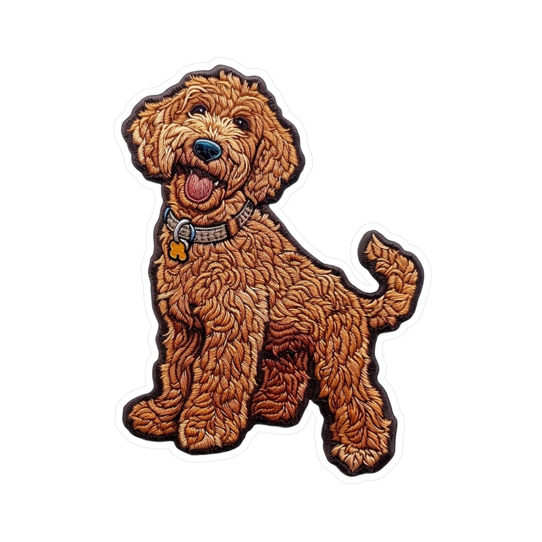 Embroidery-inspired Goldendoodle STICKER, Dog Lover Gift - Etsy