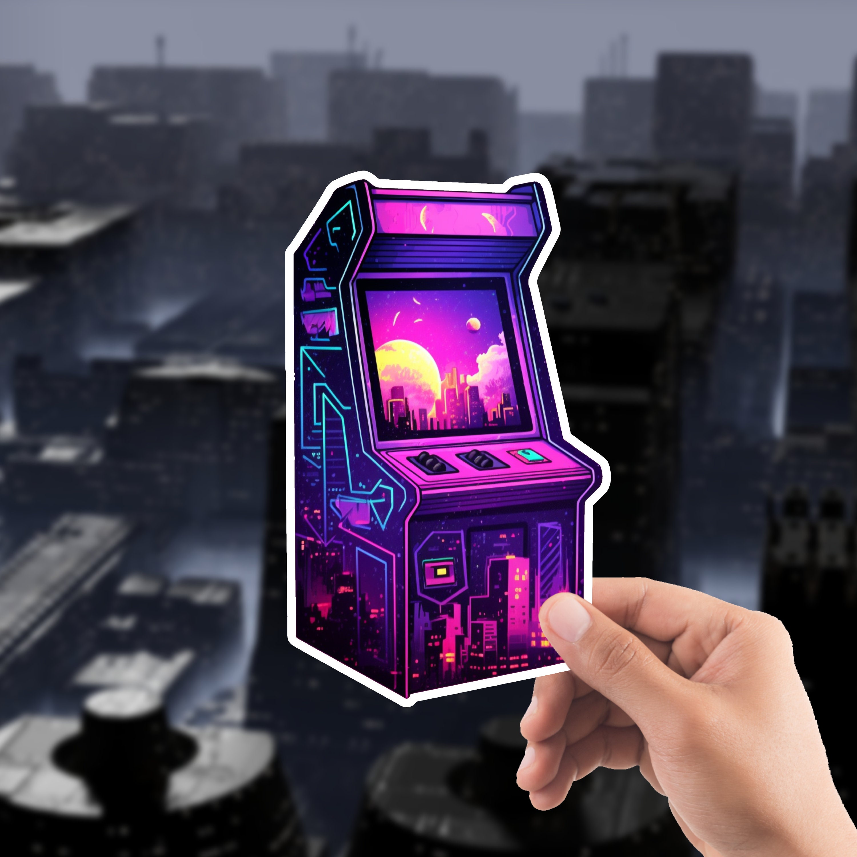 Arcade Game Sticker, 1980's Synthwave Sticker, 1980's Retro Arcade Sticker, 80's Music Sticker ...