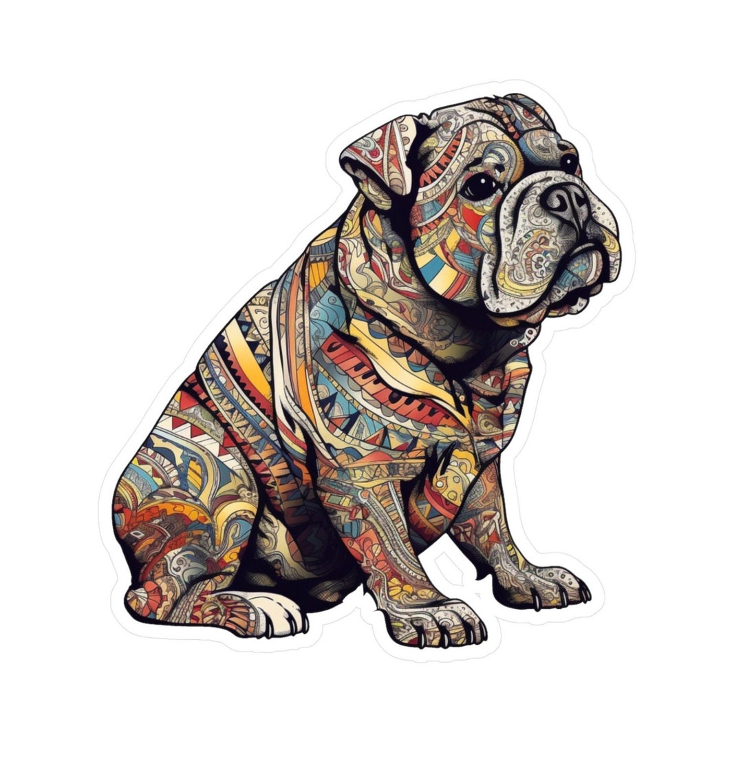 Colorful Bulldog Sticker, Bulldog Decal, Waterproof Bulldog Sticker ...