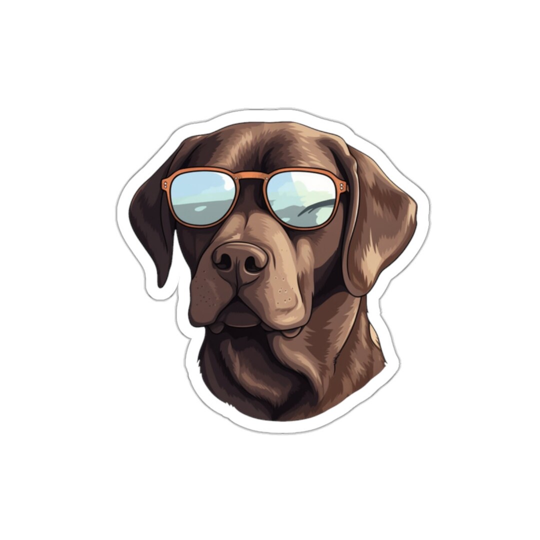 Chocolate Labrador Retriever Sticker, Cute Lab in Sunglasses Sticker ...