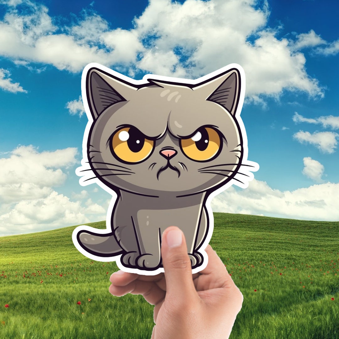 Angry Cat Sticker, Waterproof Vinyl Decal - Etsy