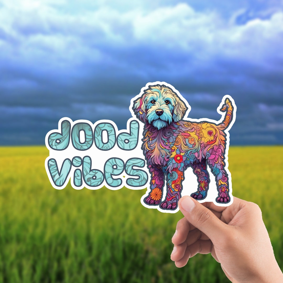 Dood Vibes Groovy Doodle, Colorful Golden Doodle Sticker, Doodle ...