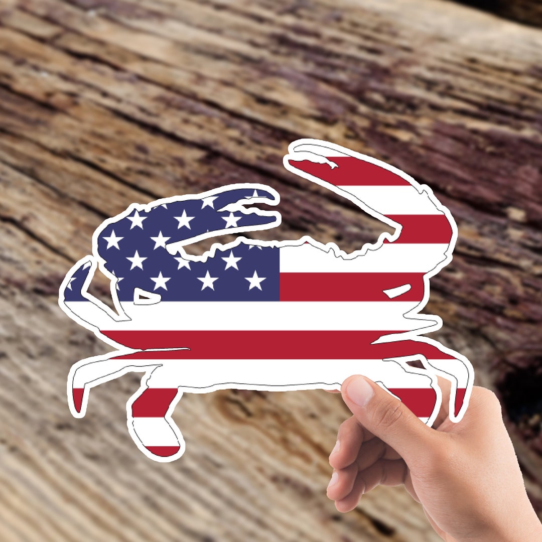 American Flag Blue Crab Sticker, Crab, Chesapeake Bay, Hydro Flask ...