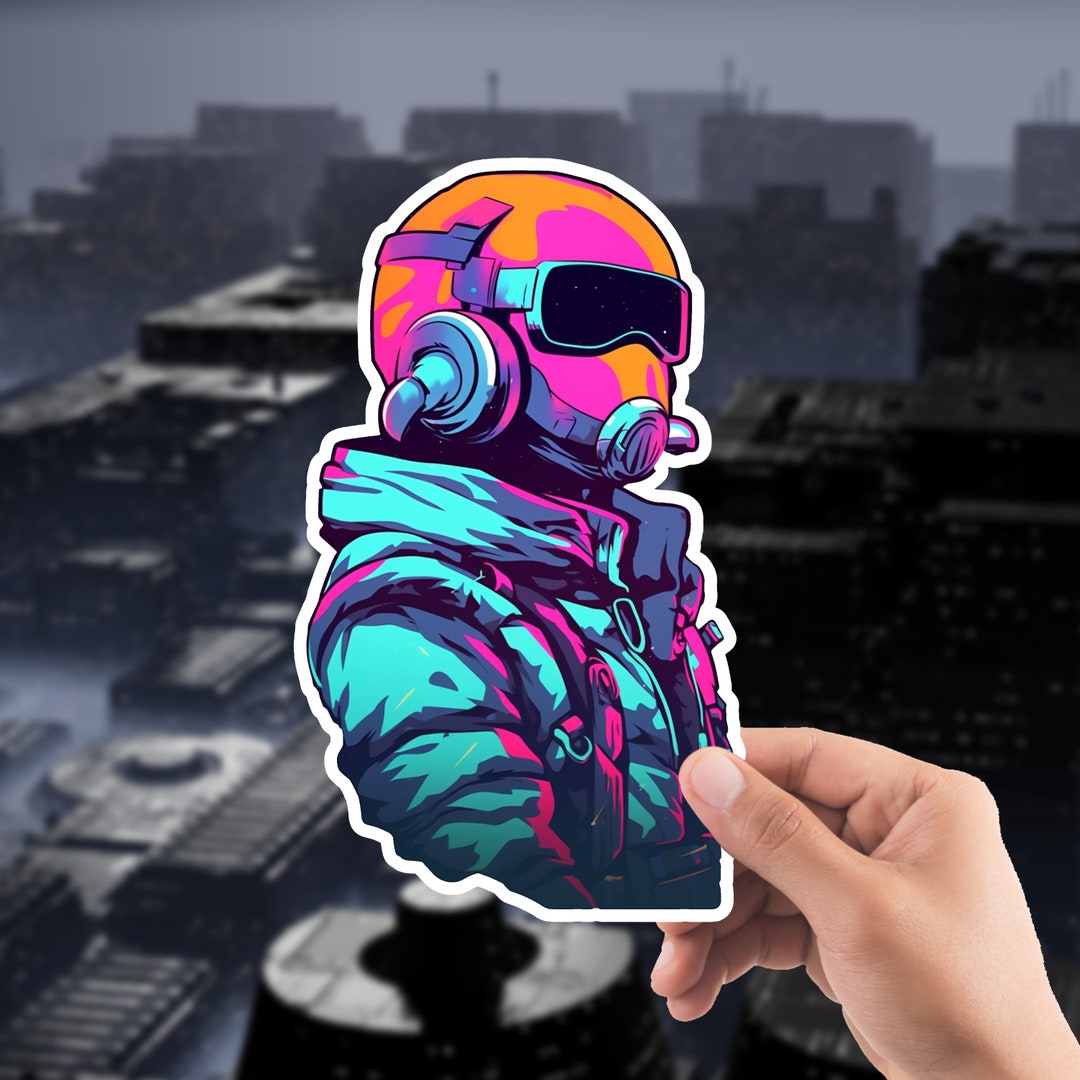 Rad Spaceman Futuristic Synthwave Sticker, 1980's Synthwave Sticker ...