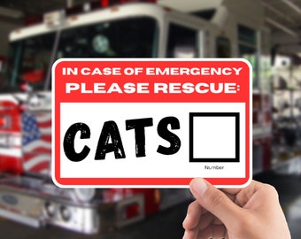 Cat Emergency Pet Rescue Sticker Vinyl Decal 1st First Aid Responder ...