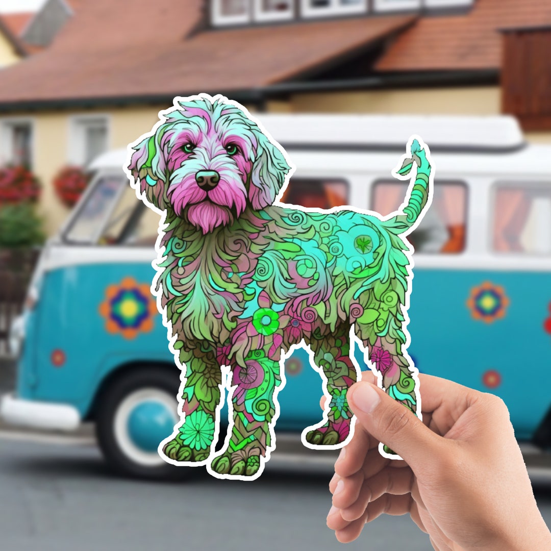 Groovy Doodle, Colorful Golden Doodle Sticker, Doodle Sticker, Doodle ...