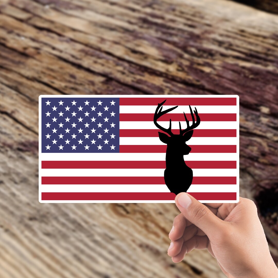 American Flag Buck Sticker, Hydro Flask Sticker, Laptop Sticker, Car ...