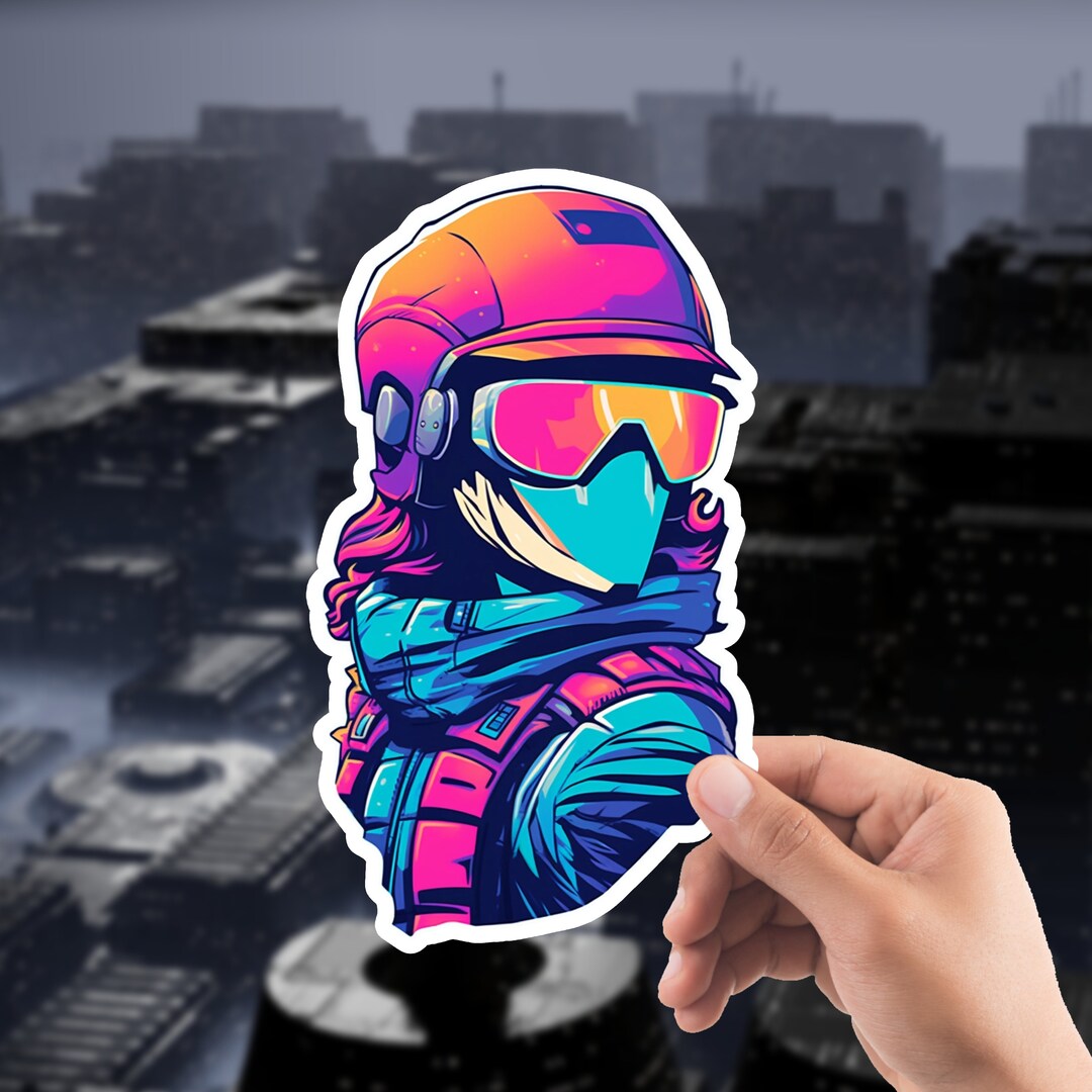 Rad Space Futuristic Girl Synthwave Sticker, 1980's Synthwave Sticker ...