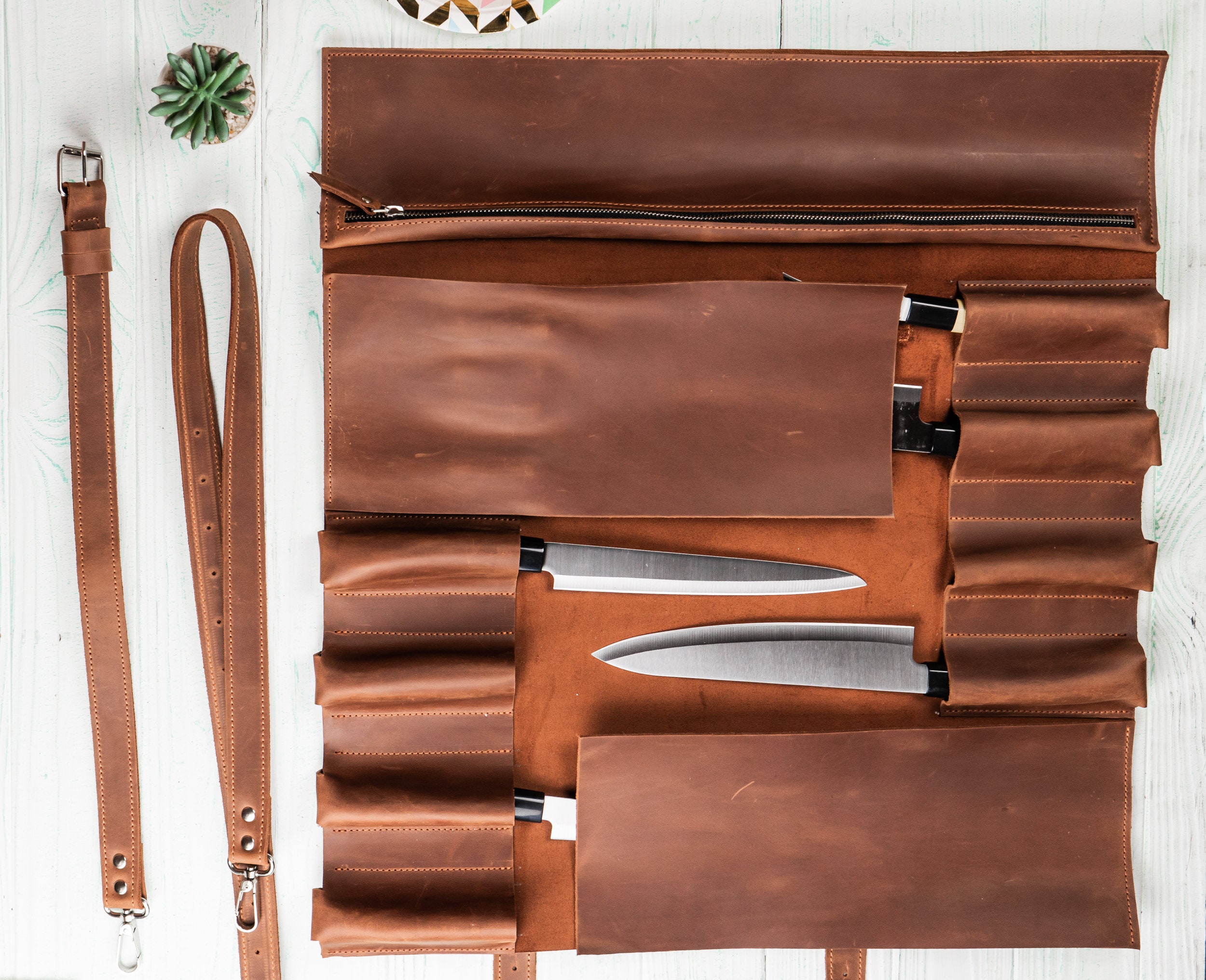 Pesonalized Leather Knife Case, Knife Roll, Chefs Roll, Knife Bag, Chef ...