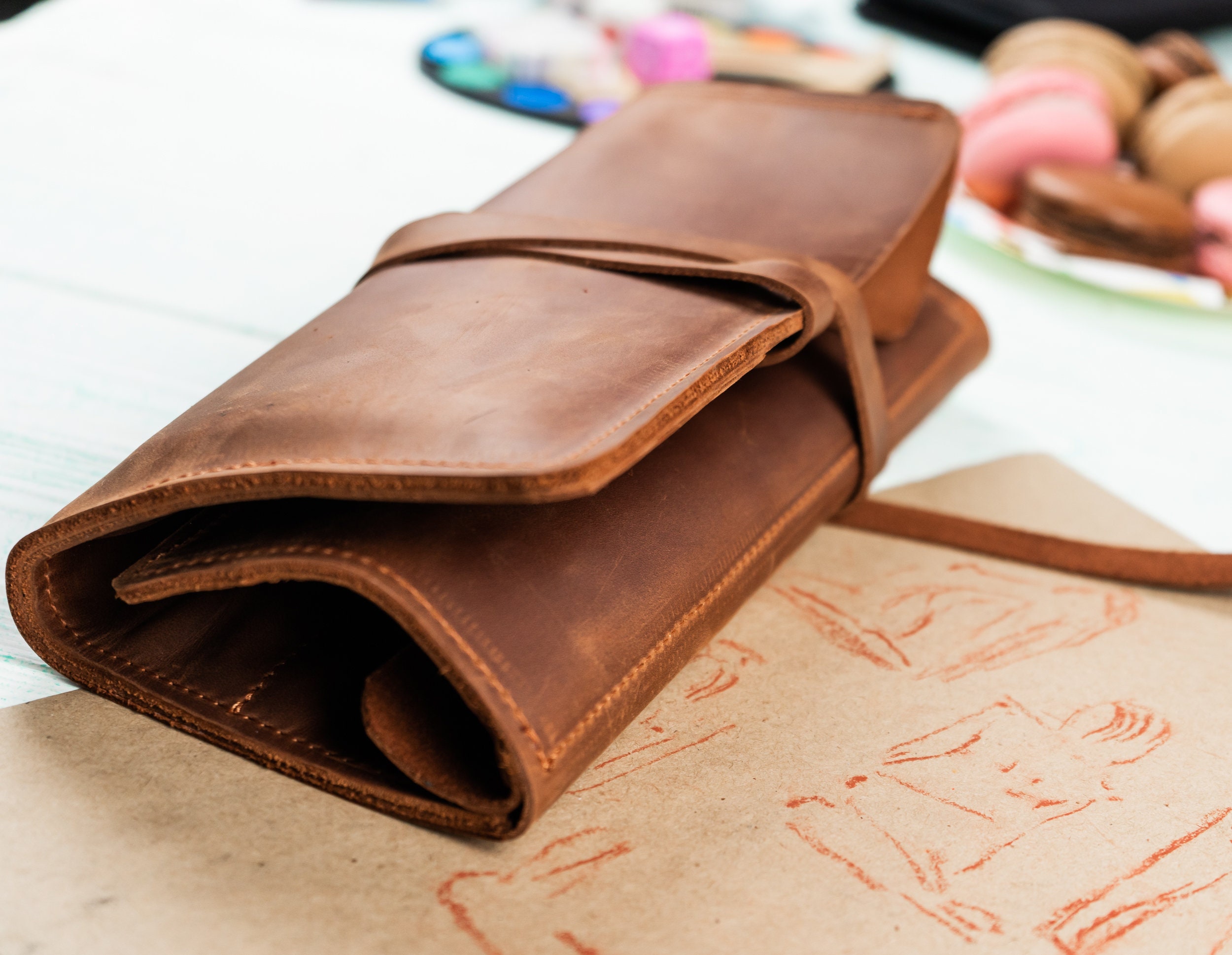 Leather Roll Leather Pencil Roll Artist's Roll Leather - Etsy