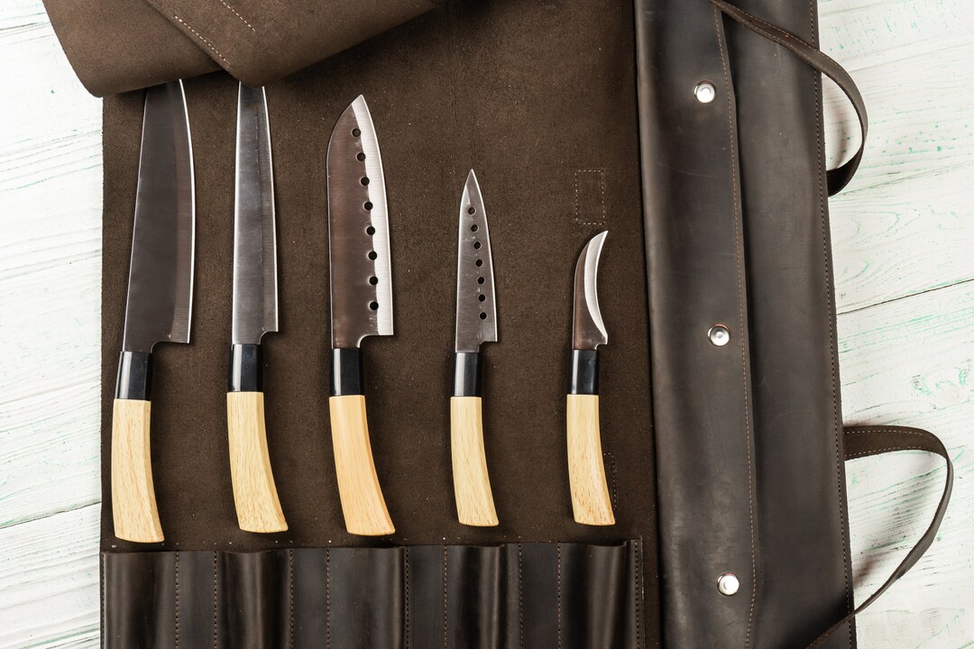 Chef Knife Roll, Leather Knife Roll, Knife Case Leather, Knife Roll Bag ...