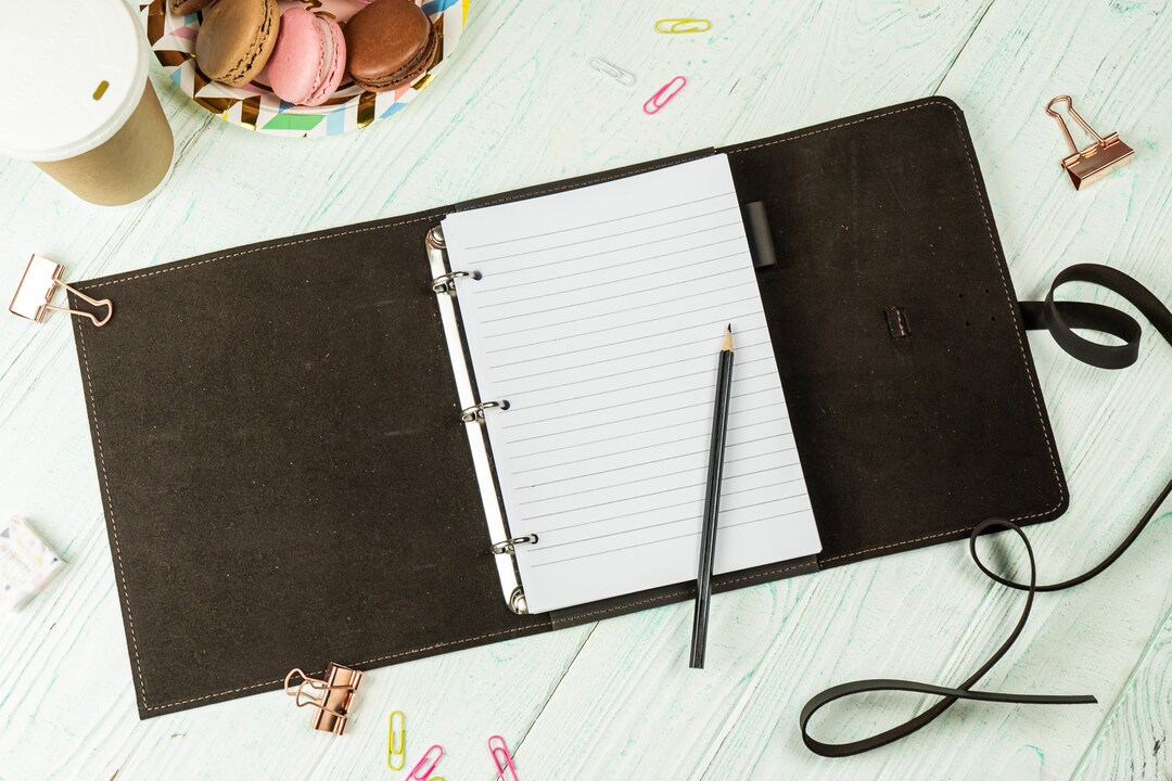 Leather Ring Binder Cover, 6 Ring Organizer, A5 Agenda Cover ...