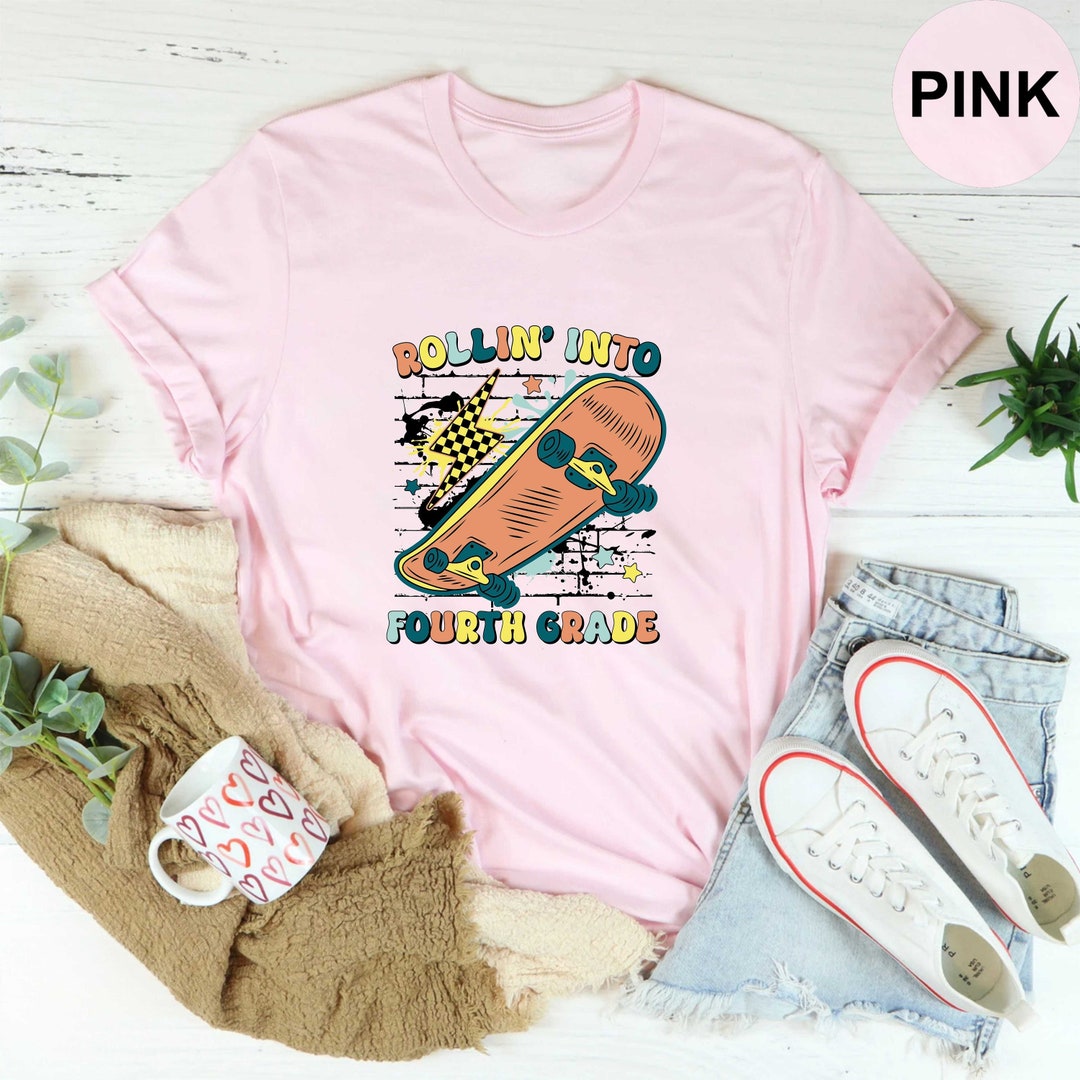 Rollin Into Fourth Grade T-shirt Fourth Grade Retro Shirt Groovy Roller ...