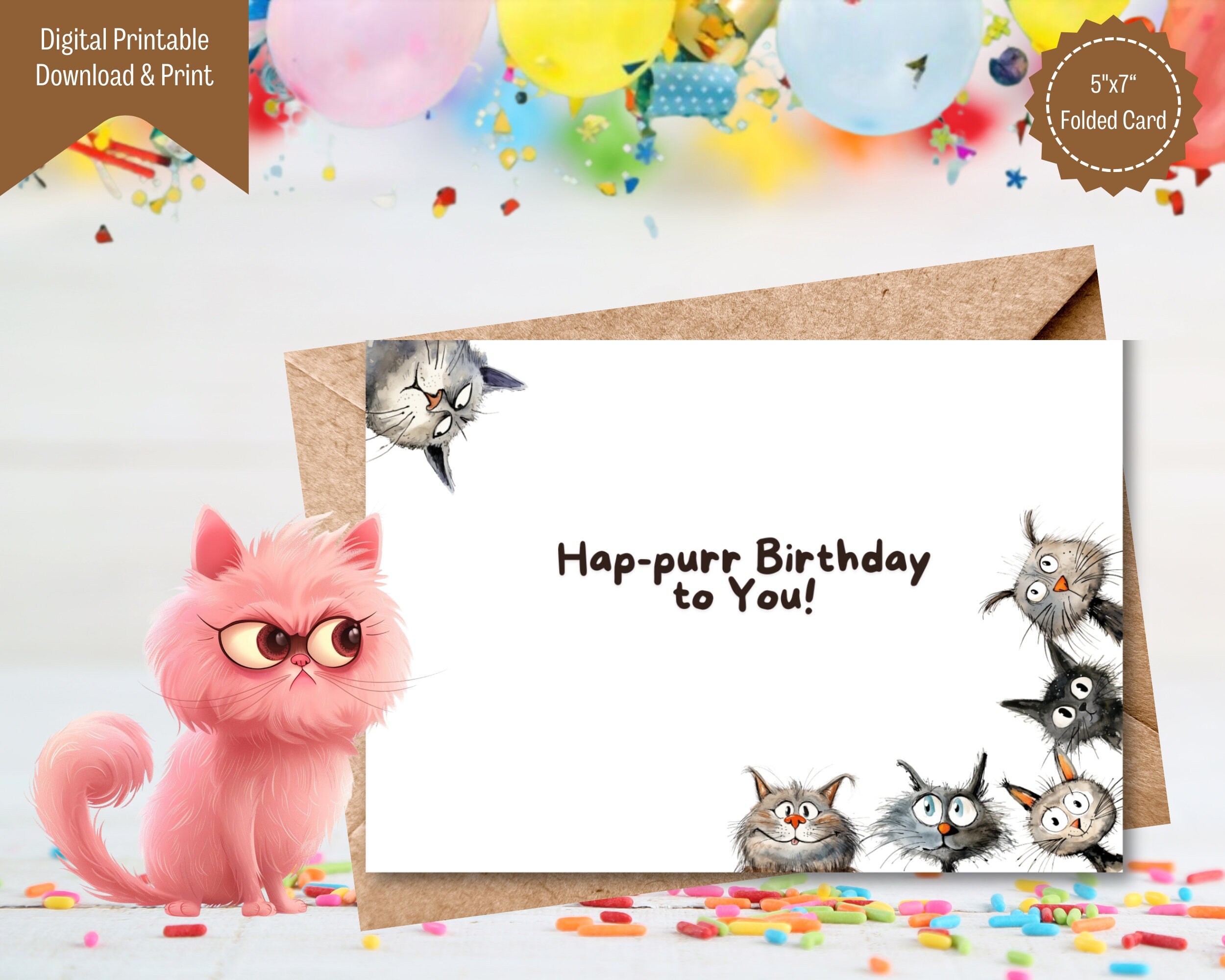 Hap-purr Birthday Card, Happy Greetings Card for Special's Birthday ...