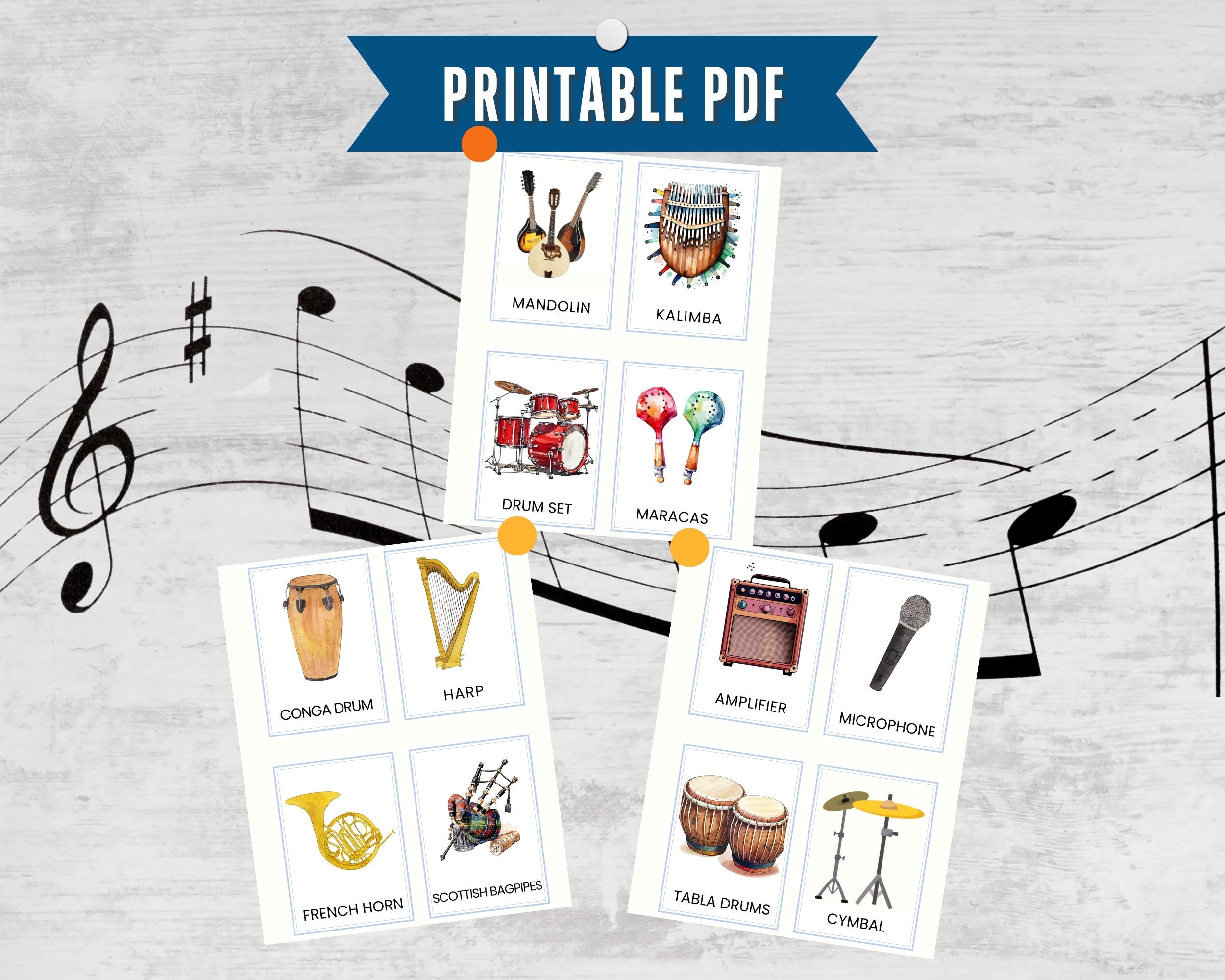 Musical Instrument Flashcards 28 Educational Flashcards Downloadable ...