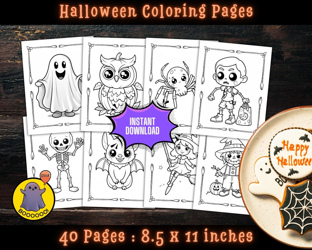 Halloween Spooky Coloring Pages, Easy Halloween Coloring, Spooky ...