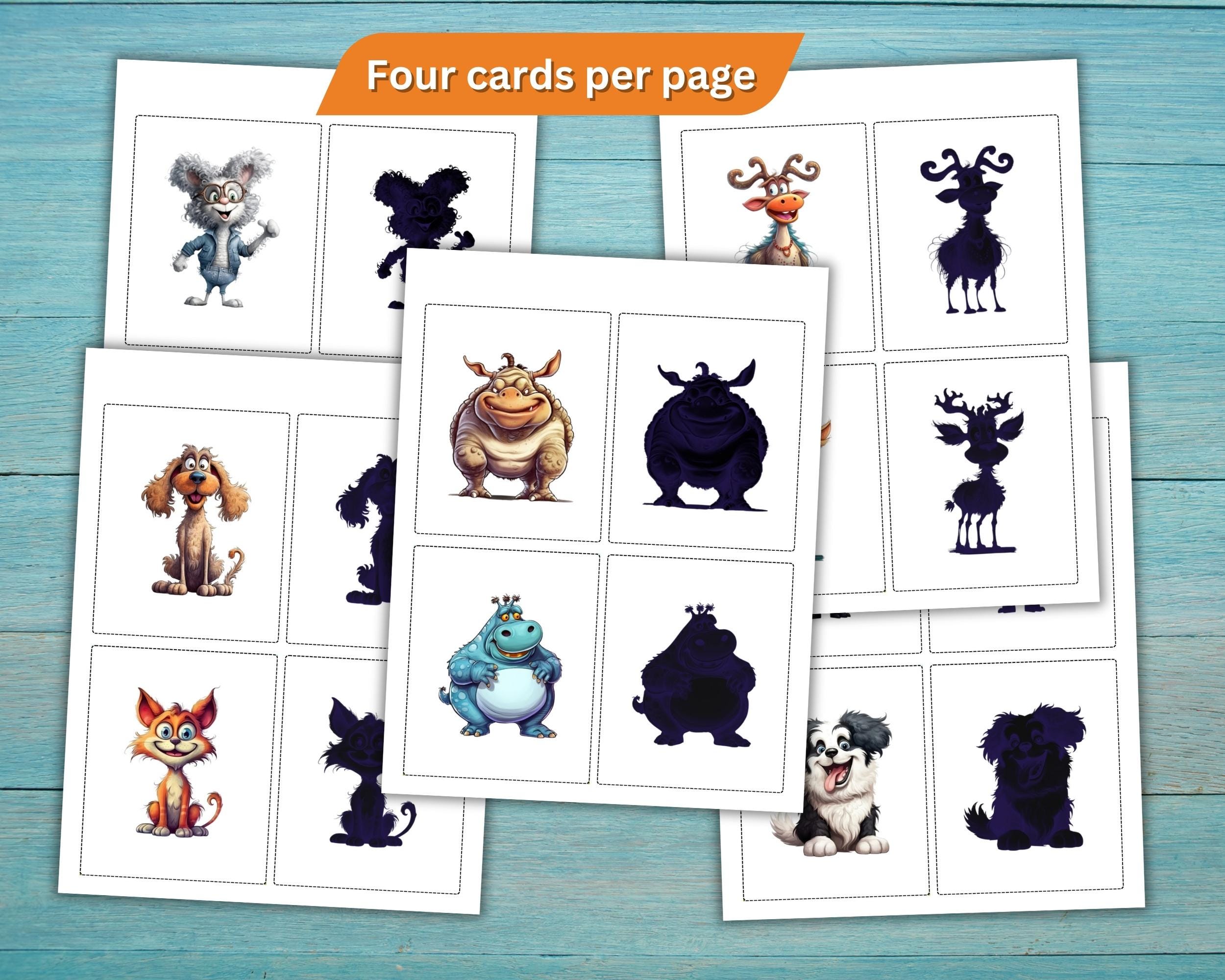 Shadow Matching, Matching Game Template, Matching Game Cards, Preschool ...