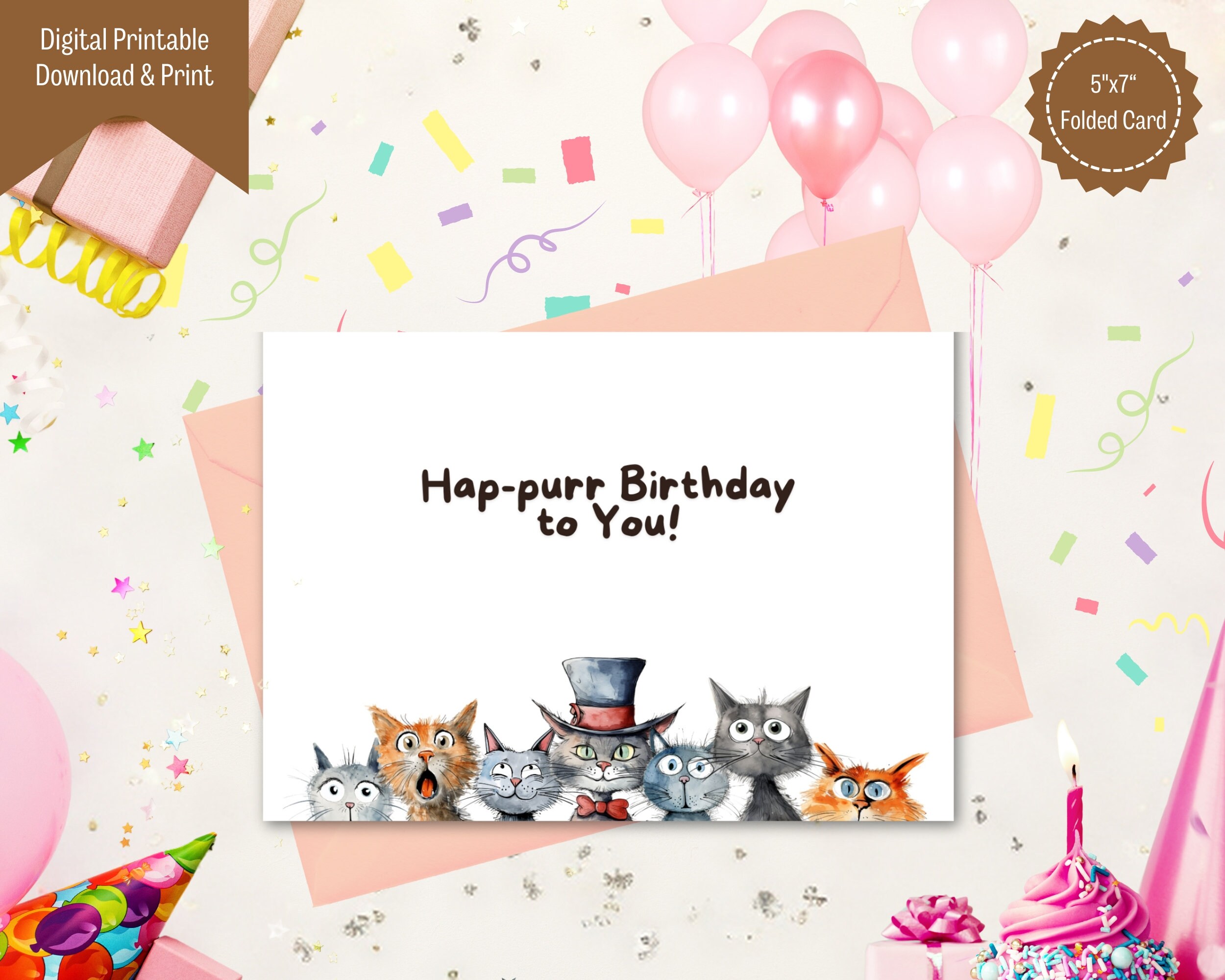 Hap-purr Birthday Card, Happy Greetings Card for Special's Birthday ...