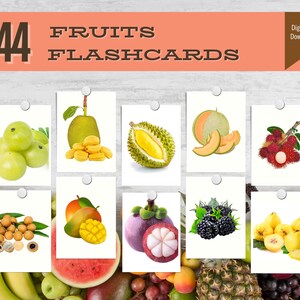 Fruits Flashcards 44 Educational Flashcards Ready to Print Flashcards ...