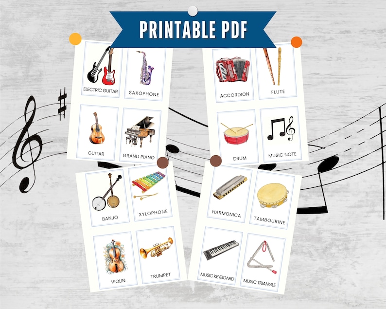 Musical Instrument Flashcards 28 Educational Flashcards Downloadable ...