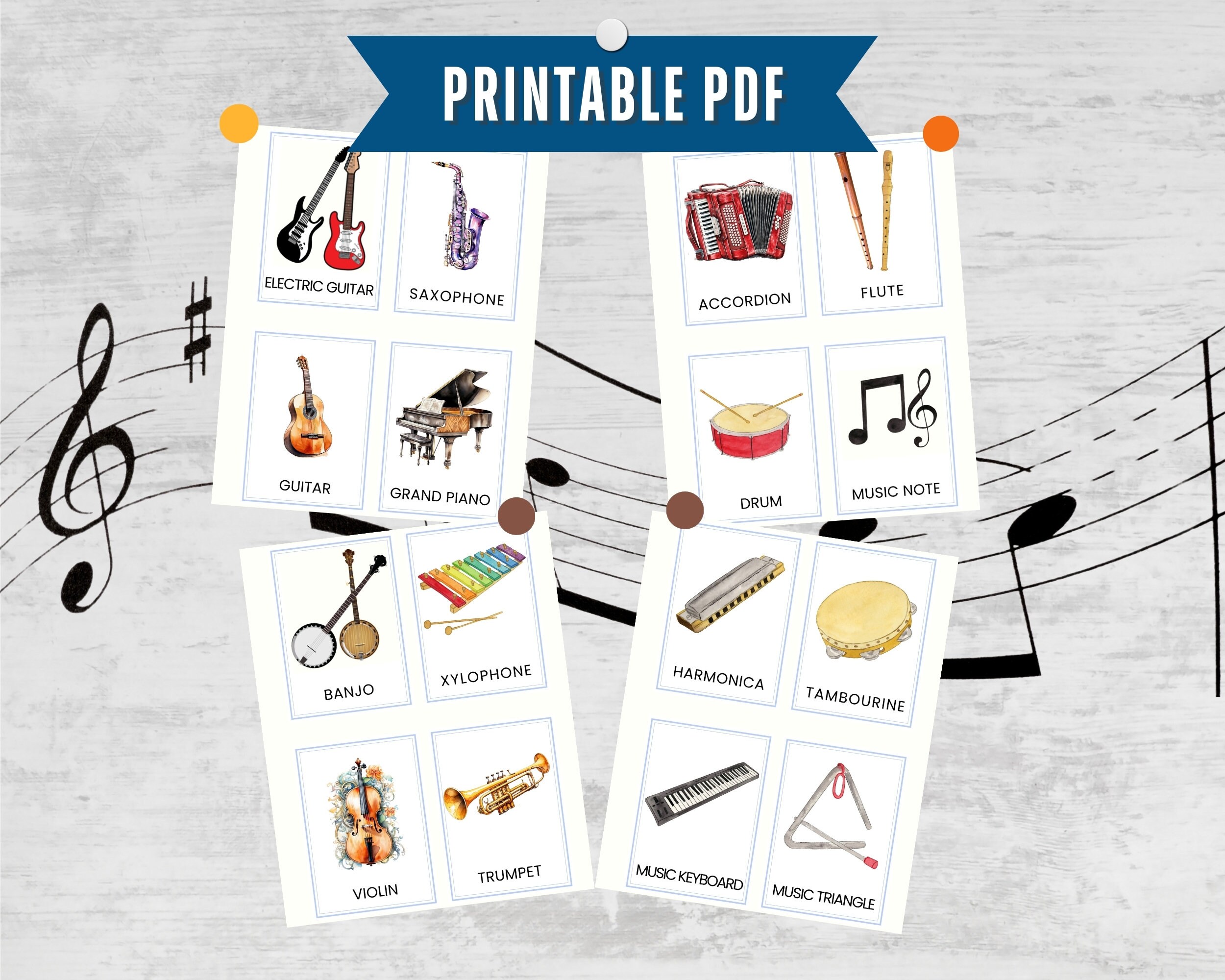 Musical Instrument Flashcards 28 Educational Flashcards Downloadable ...