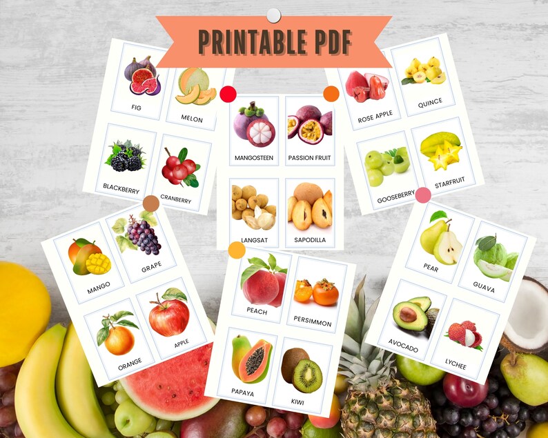 Fruits Flashcards 44 Educational Flashcards Ready to Print Flashcards ...