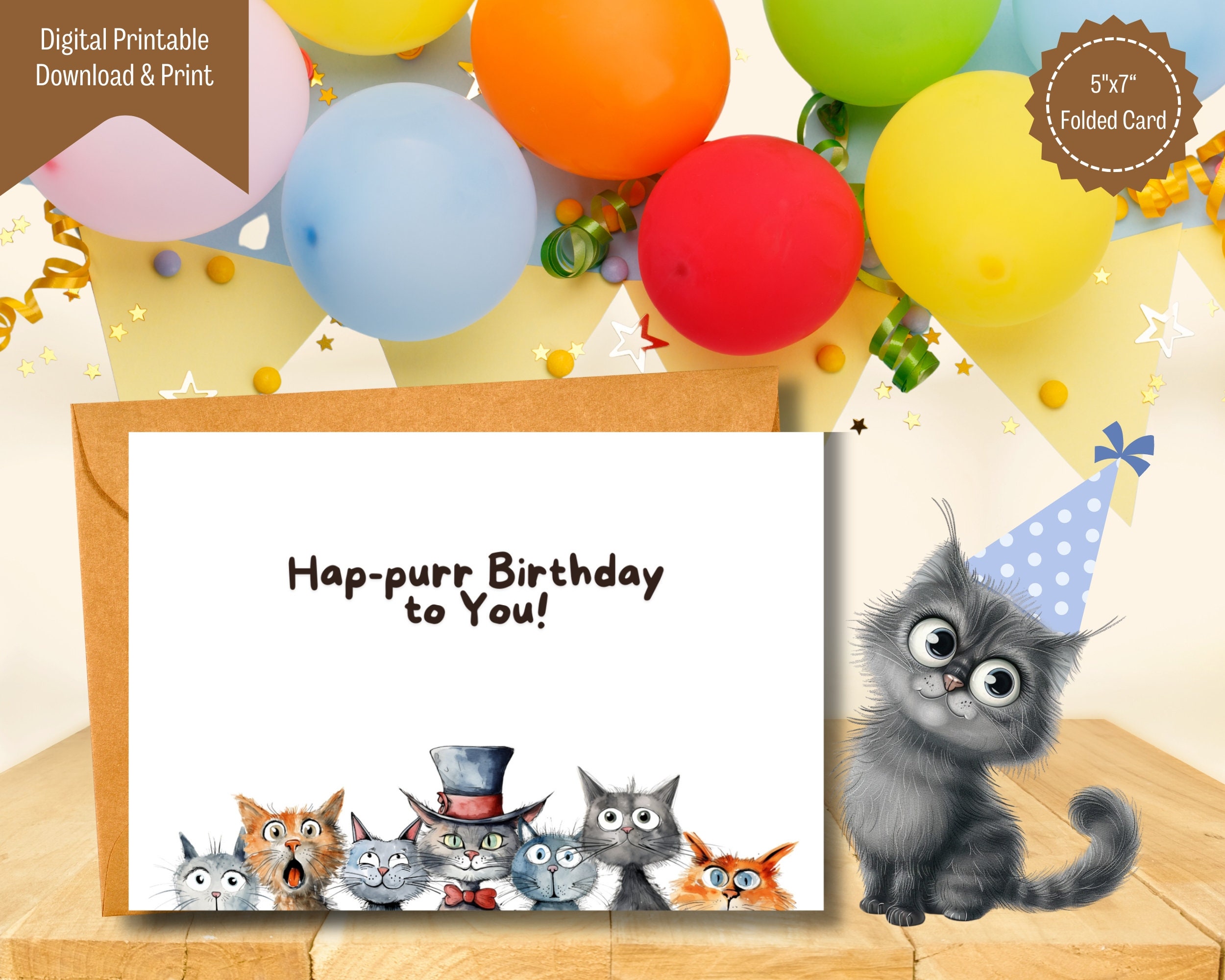 Hap-purr Birthday Card, Happy Greetings Card for Special's Birthday ...