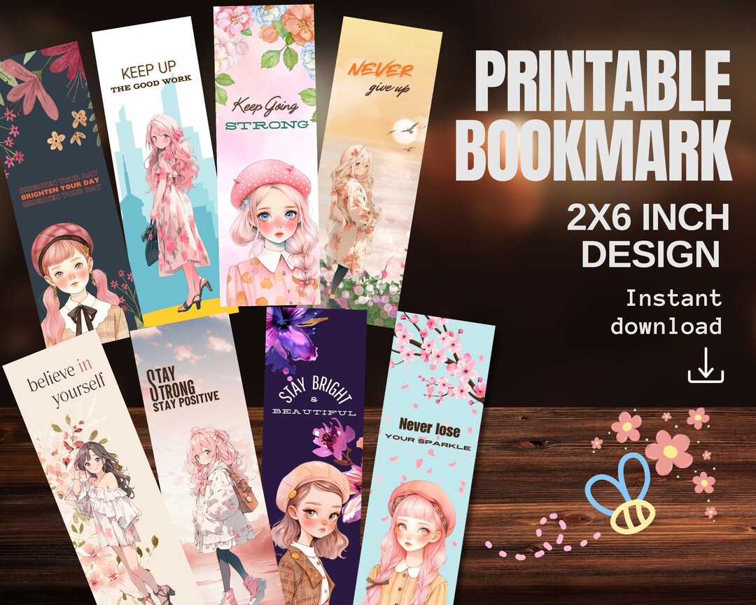 Instant Download 8 Cute Girls Set Bookmarks, Kawaii Girls Bookmark ...