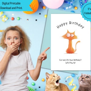 5-pack Cat Birthday Card, Happy Birthday Card, Simple Cute Funny ...